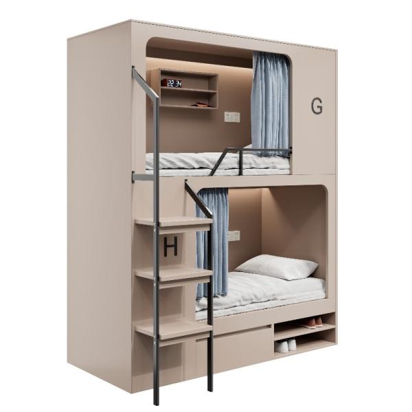 Quality Modern Apartment Wooden Bunk Beds with Shoe Troughs Assembly Required Grey for sale