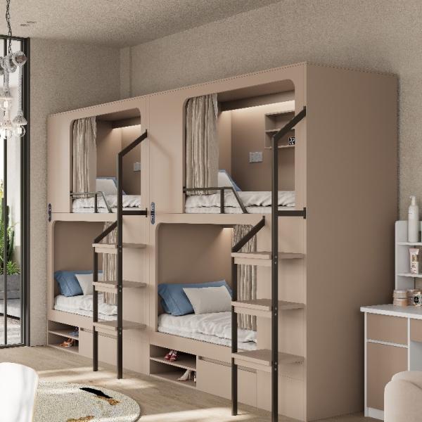 Quality Modern Apartment Wooden Bunk Beds with Shoe Troughs Assembly Required Grey for sale