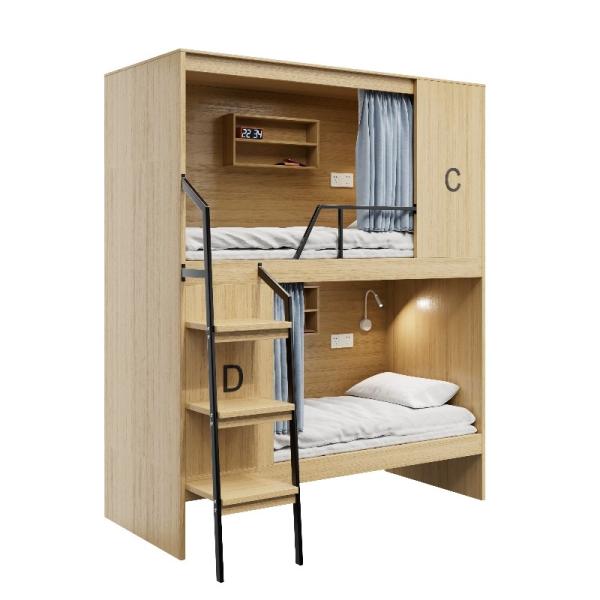 Quality Hostel-Ready Fully Enclosed Modern Apartment Wooden Bunk Beds and Steel Foot for sale