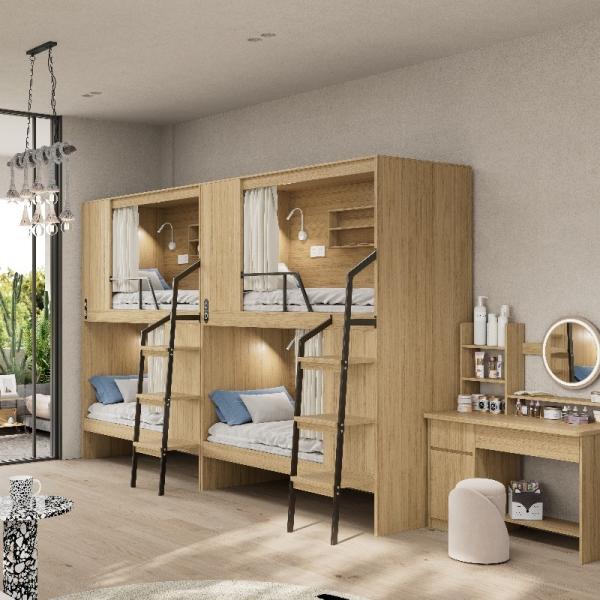 Quality Hostel-Ready Fully Enclosed Modern Apartment Wooden Bunk Beds and Steel Foot for sale
