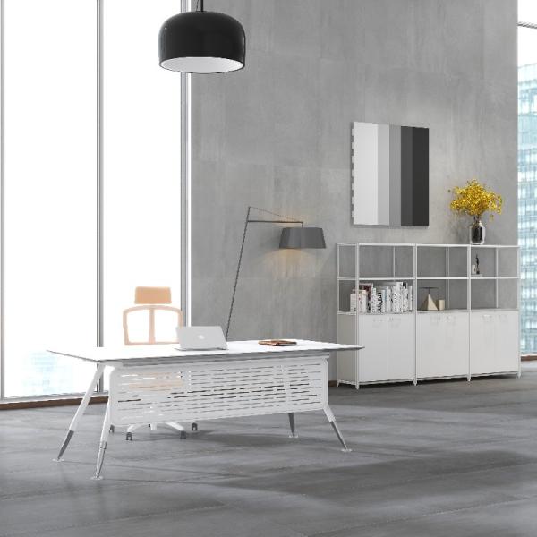 Quality Modern Office Furniture Executive Desk with Metal Feet in Snow White for sale