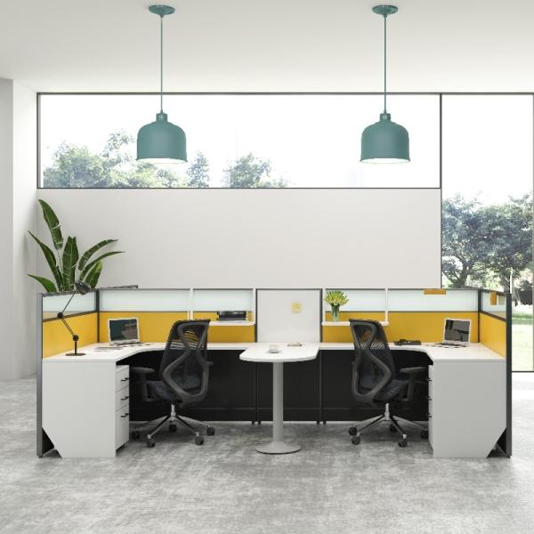 Quality Modern 4 Person Office Furniture Staff Executive Workstation Table With Metle for sale