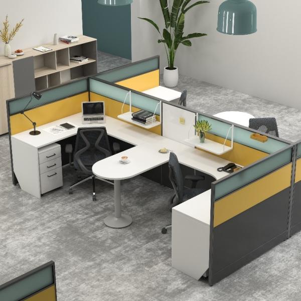 Quality Modern 4 Person Office Furniture Staff Executive Workstation Table With Metle for sale