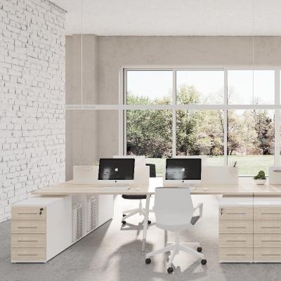 China Eight-Person Staff Table with Separating Screen and Filing Cabinets in MFC Wood Style Side Table Option Support customization for sale