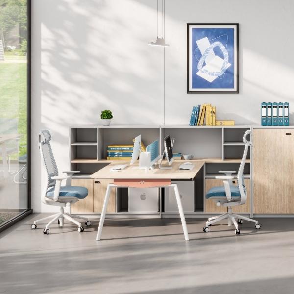 Quality Two-Person Staff Desk Partition Separated for sale