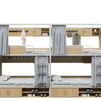 China Student Dormitory Double Decker Iron Frame Bunk Bed 2000x900x2400mm with 12mm Slats for sale