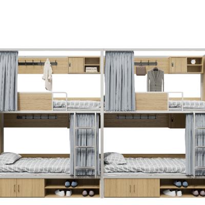 China Support customization Student Dormitory Double-Decker Iron Frame Bunk Bed with Curtain Rack and 250 lbs Weight Capacity for sale