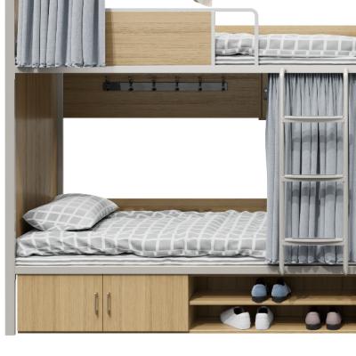 China Support customization Student Dormitory Double-Decker Iron Frame Bunk Bed with Curtain Rack and 250 lbs Weight Capacity for sale