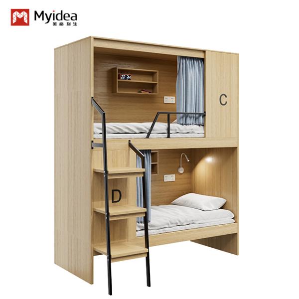 Quality Hostel-Ready Fully Enclosed Modern Apartment Wooden Bunk Beds and Steel Foot Stairs for sale