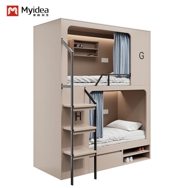 Quality Modern Apartment Wooden Bunk Beds with Shoe Troughs Assembly Required Grey for sale