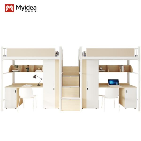 Quality Contemporary Bunk Bed With Desk For School Dormitory Furniture Support for sale