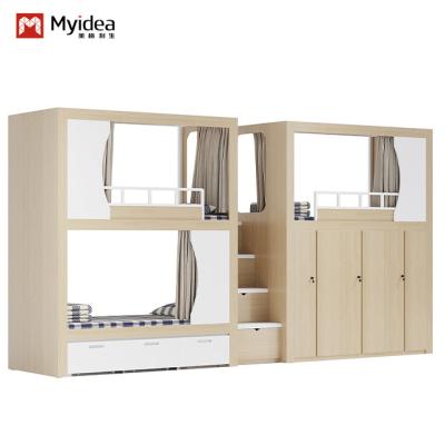 China Support customization ISO9001 certified capsule apartment bed, three person seat with three person cabinet, customizable design for sale