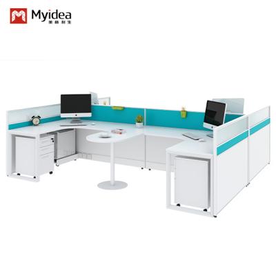 China Modern 4 Person Office Furniture Staff Executive Workstation Table With Metle Leg Support customization for sale