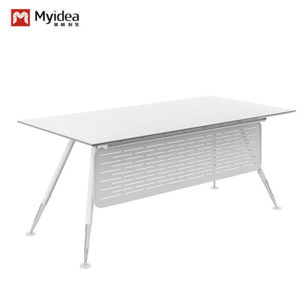 Quality Modern Office Furniture Executive Desk with Metal Feet in Snow White for sale
