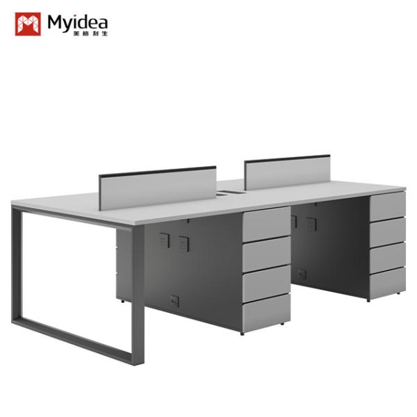Quality Sturdy Two Tone Metal Frame Modern Office Desk For Heavy Load Capacity for sale