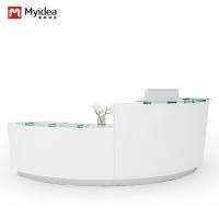 Quality High Gloss Painting Glass Top Reception Desk For Meeting Room Furniture for sale