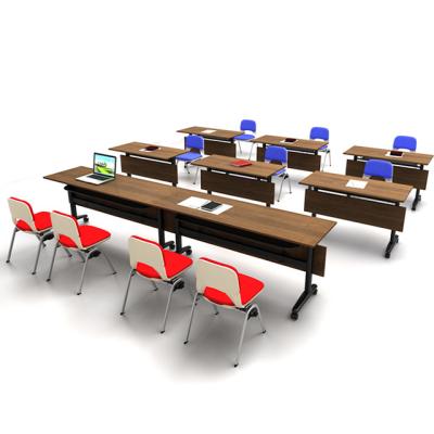 China Dark Series Design Support customization Movable Foldable Office Desk Large Training Room Furniture Modular Wooden Board Style Homeschool Office for sale