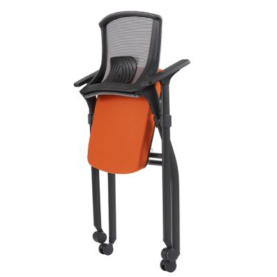 China Comfortable Space-Saving Office Chair With Sponge Seat Cushion Wheels Foldable Stackable Movable for Training or Meeting Room Support customization for sale
