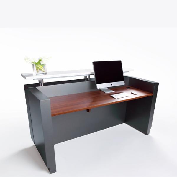 Quality Modern Minimalist Wood Reception Desk With Dark Front Panels Office Hotel for sale