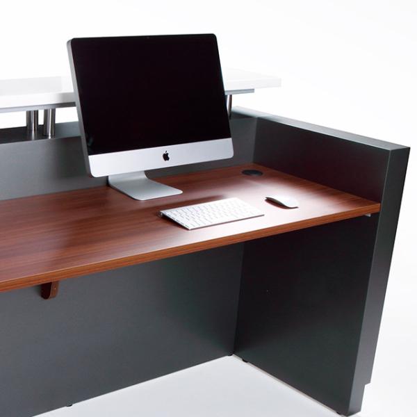 Quality Modern Minimalist Wood Reception Desk With Dark Front Panels Office Hotel for sale