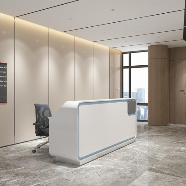 Quality Support customization Modern Minimalist White Front Panel Reception Desk With for sale