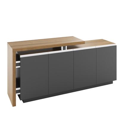 China Industrial Design Style Rectangular Tea Table With Side Cabinet Doors for Storage Living Room Office Furniture Wood Panel Style for sale