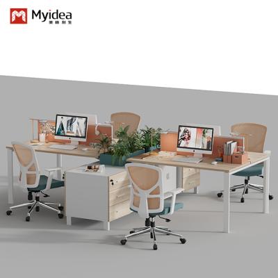 China Staff office desk and chair set, employee workstation table and booth, financial office, four-person screen desk and chair for sale