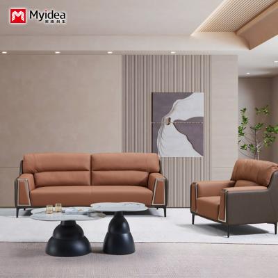 China Modern Living Room Fashion Design Leather Sofa Set Luxury Solid Wood Frame Living Room Furniture Office Sofa for sale