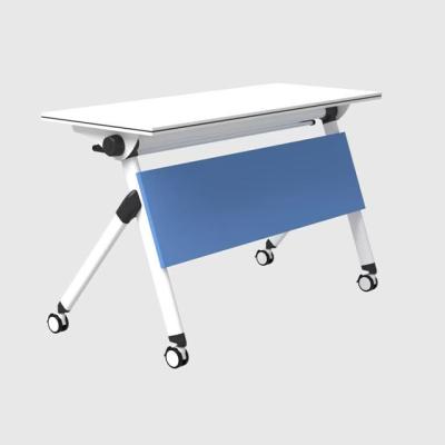 China Minimally Designed Steel Legged Foldable Training Table For Easy Mobility, With A Learning Board And A Single Person Conference Table for sale