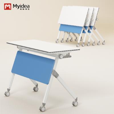 China Minimally Designed Steel Legged Foldable Training Table For Easy Mobility, With A Learning Board And A Single Person Conference Table for sale