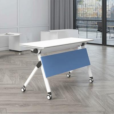 China Minimally Designed Steel Legged Foldable Training Table For Easy Mobility, With A Learning Board And A Single Person Conference Table for sale