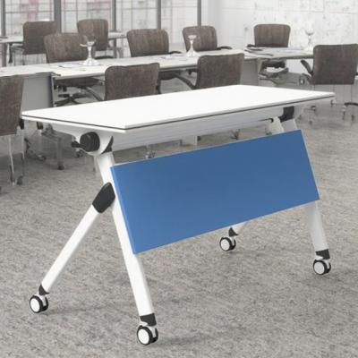 China Minimally Designed Steel Legged Foldable Training Table For Easy Mobility, With A Learning Board And A Single Person Conference Table for sale