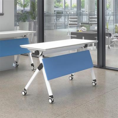 China Minimally Designed Steel Legged Foldable Training Table For Easy Mobility, With A Learning Board And A Single Person Conference Table for sale