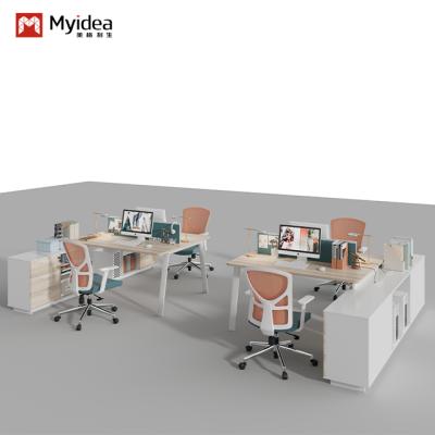China Foshan office furniture factory staff desk facing two people with cabinet, lockable office desk, screen style computer desk for sale