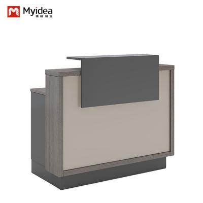 China Bright Black Three Story Reception Desk, Company Reception Desk, Modern And Minimalist Style, Customer Reception Desk, Hotel Reception Desk for sale