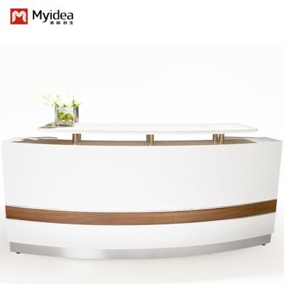 China Company Front Desk, Reception Desk, Simple Modern Office Front Desk, Curved Hotel Lobby, Bar Counter, Cash Register for sale