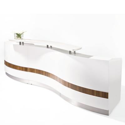 China Curved baked paint front desk, company bar counter, beauty hospital, dental clinic, circular cashier counter, simple and modern reception desk for sale