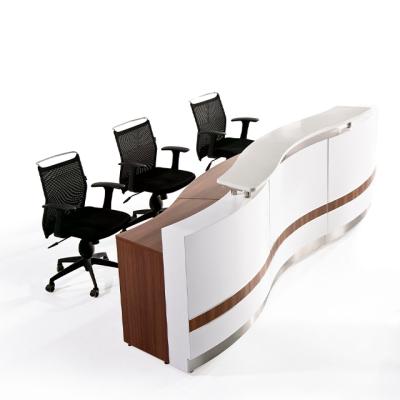 China Curved baked paint front desk, company bar counter, beauty hospital, dental clinic, circular cashier counter, simple and modern reception desk for sale