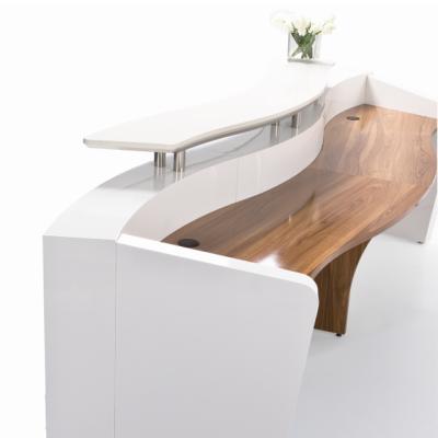 China Curved baked paint front desk, company bar counter, beauty hospital, dental clinic, circular cashier counter, simple and modern reception desk for sale