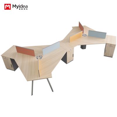 China customization Design Sense of Company Office Accounting and financial Desk Staff Desk lrregular Cimbination Desk for sale