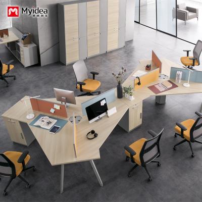 China customization Design Sense of Company Office Accounting and financial Desk Staff Desk lrregular Cimbination Desk for sale
