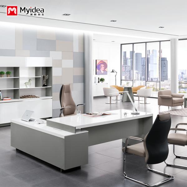 Quality customization white baked paint big office desk，luxurious modern CEO office desk，creative and fashionable single supervisor desk for sale