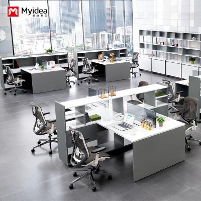 China customization large capacity storage desk with cabinet，2-person 4-person office computer desk design，screen partition，staff desk for sale