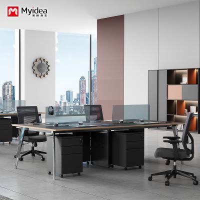 China Customization the Staff Desk Is Simple and Modern, with 4 Manual Workstations,the Desk Is Neat and Practical, with a Screen for sale