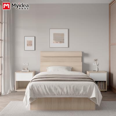 China customization Myidea Soft and Comfortable Rental Room, Apartment Bed, Exquisite Homestay Bed, Multi Size Single Wooden Bed for sale