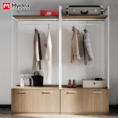 China Suitable for hotels Design Bedroom Wardrobe With Hanging Rod Ample Storage Space Panel Wood Furniture For Home Or Living Room Support customization for sale