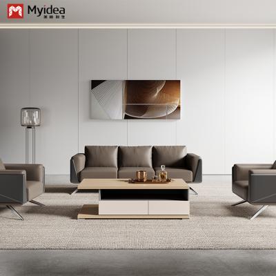 China Modern Eco-Friendly Commercial Metal-legged Leather Sofa Factory wholesale for sale