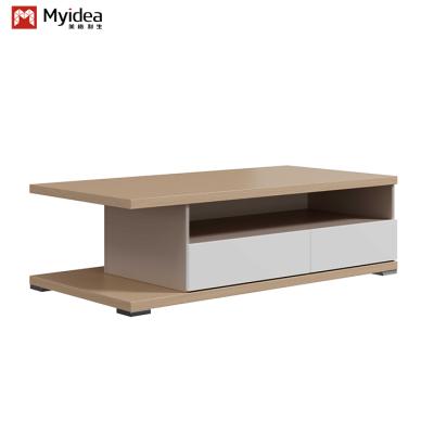China Wood Contemporary Eco-Friendly Commercial Office Double-Drawer Plate Type Panel Table with Melamine for sale