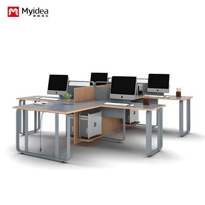 China Modern Minimalist Two Person Combination Office Desk with Screen, Card Holder Partition, Multi Person Combination Staff Desk for sale