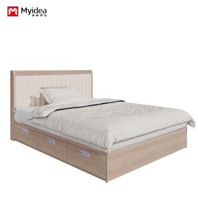 China Modern Mnimalist Multfunctional Bed with Drawer Cabinet, Cream Wind Leather Art Bed, Small-sized Three Drawer Double Bed for sale